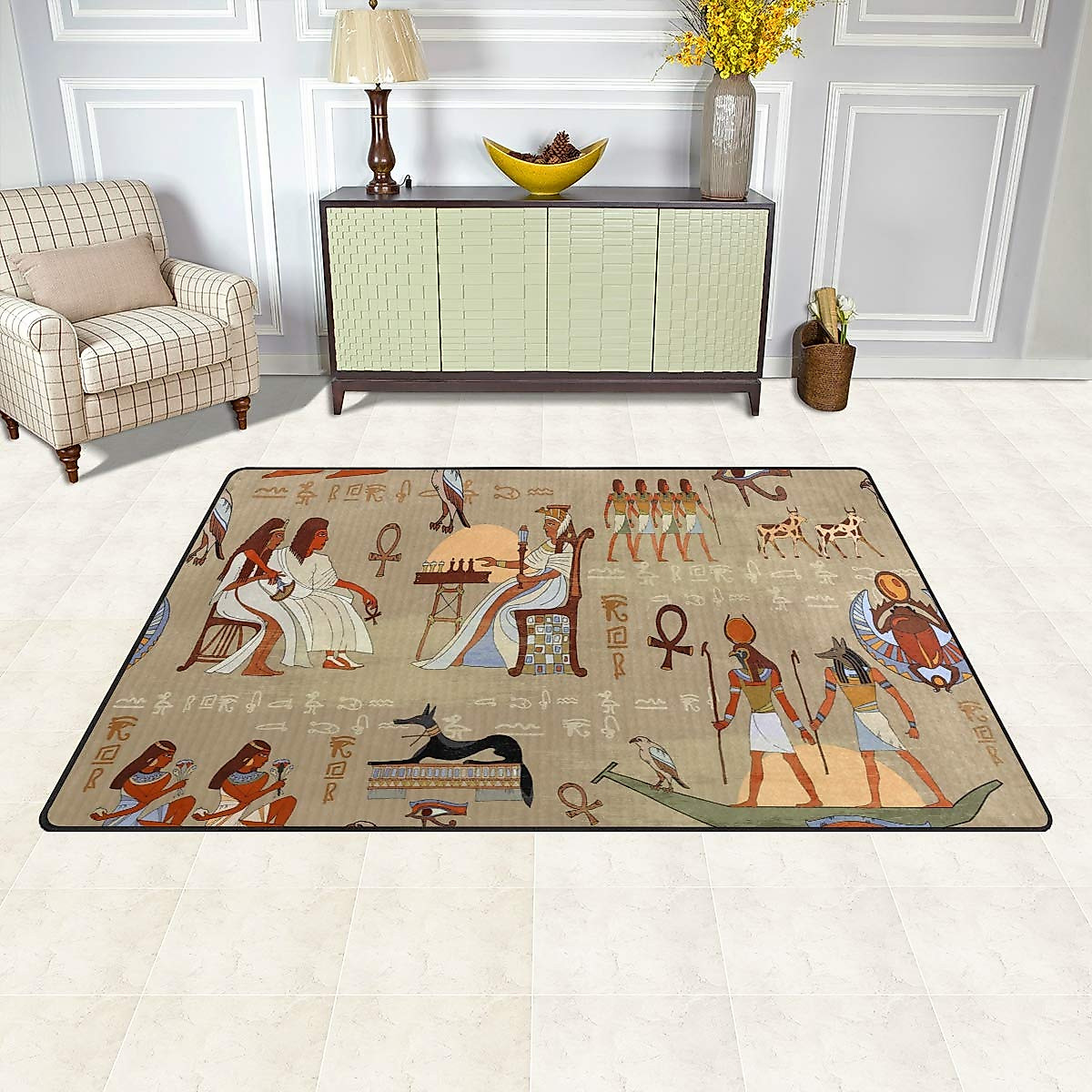 ALAZA Ancient Egyptian Culture Area Rug Rugs Non-Slip Floor Mat Doormats Living Dining Room Bedroom Dorm 60 x 39 inches inches Home Decor