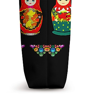 Russian Matryoshka Babushka Flowers Nesting Do Black Tote Bag