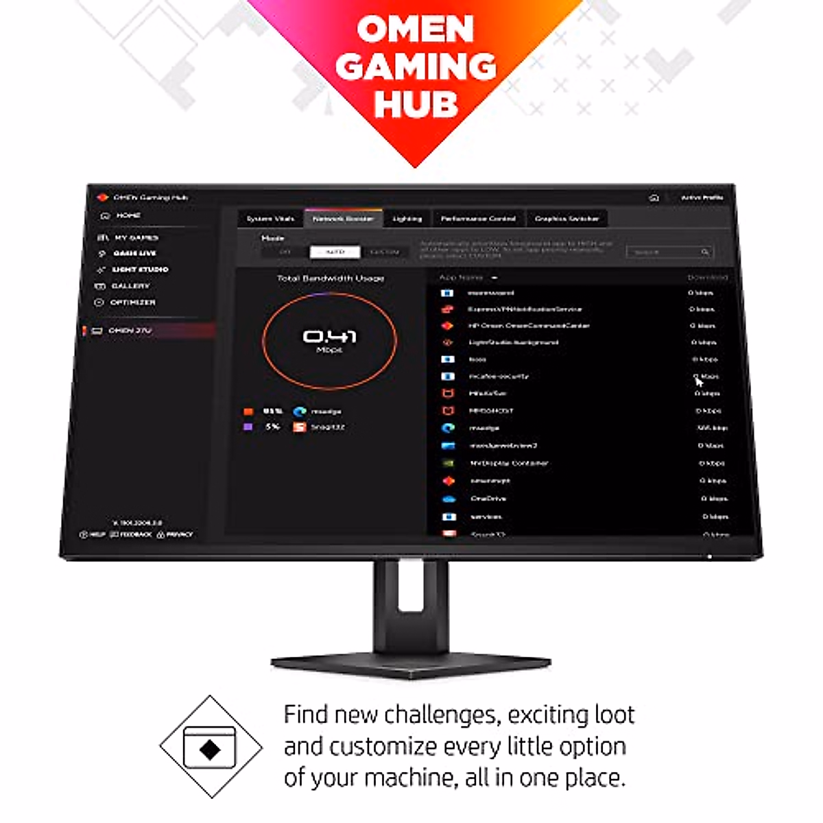 OMEN 27u 4K Gaming Monitor, 4K UHD Display (3840 x 2160), IPS panel, 99% sRGB, 95% DCI-P3, 16:9, AMD FreeSync Premium Pro Technology, 27u (2022),Black