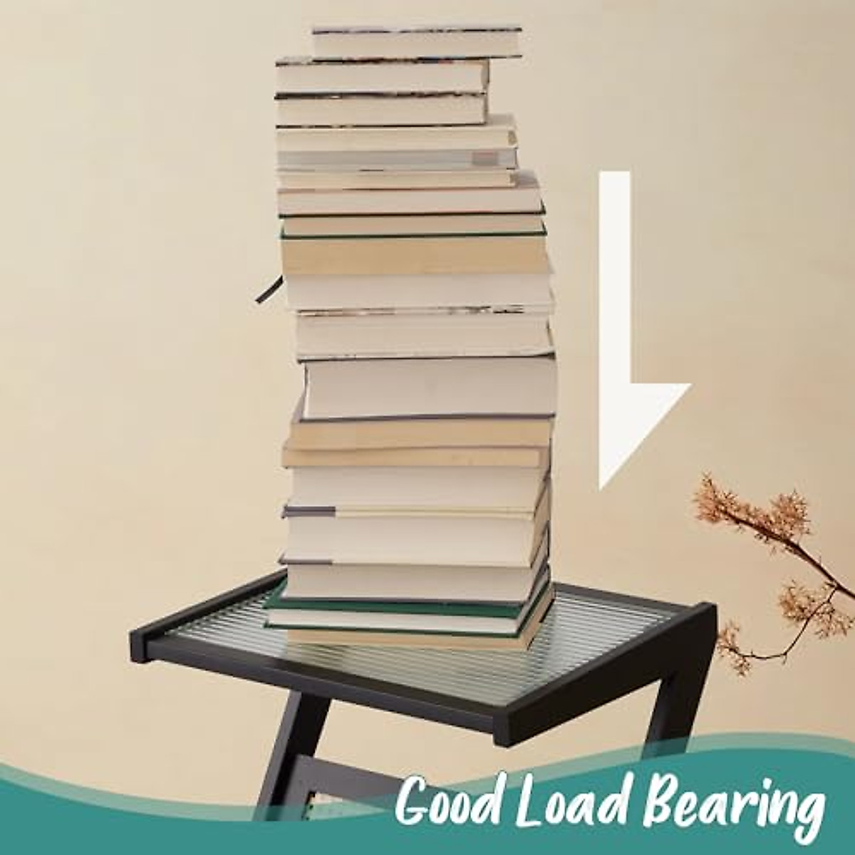 viewcare Black Side Table, Bamboo Wood Small Side Tables for Living Room & Bedroom, Sofa Table with Acrylic Wavy Panel for Small Spaces, Night Stand Table for Bedroom