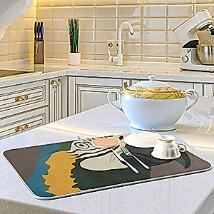 Animal Parrot Dird Camo Dish Drying Mat 16"x18" Absorbent Machine Washable Hanging Fast Dry Pad Dish Protective Mat for Kitchen Countertop Heat Resistant Dinner Table Mat