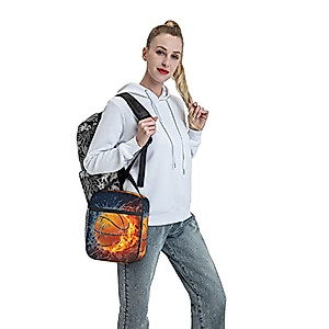 KAWOEEW Boys Lunch Box Kids,Basketball Girls Insulated Lunch Bag Reusable Work Lunch Tote Box Bag for Women Men and Adults