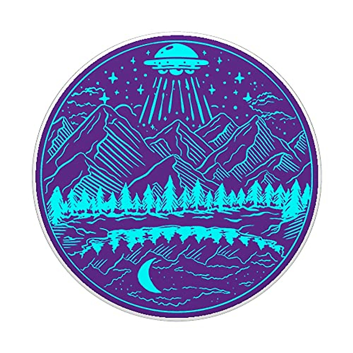 Galaxy UFO Abduction Space Astronaut Nature Lake Moon Alien PopSockets Swappable PopGrip