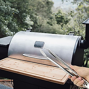 HLCM 15" Long Handle Grill Tongs - Non-Stick Stainless Steel Tongs, Barbecue tongs with Locking, BPA free, Great for grilling, flipping food, cooking, frying and BBQ (2PCS)