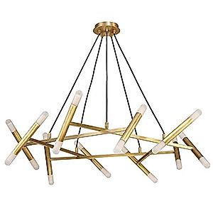 BOKT Mid Century Modern 20-Light Polygonal Chandelier Light Fixture for Kitchen Living Room Foyer Dining Room Ceiling Lamp Includ G4 Warm White Bulbs (Bronze)