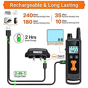 Dog Shock Collar, PEACHAR Dog Training Collar with 2300Ft Remote, Electric Shock Collar with Beep Vibration Shock and Security Lock Mode Waterproof Rechargeable Shock Collar for Small Large Medium Dog