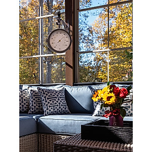 Mark Feldstein & Associates Thomas Kinkade Garden of Prayer Metal Station Clock and Thermometer, 14 Inch