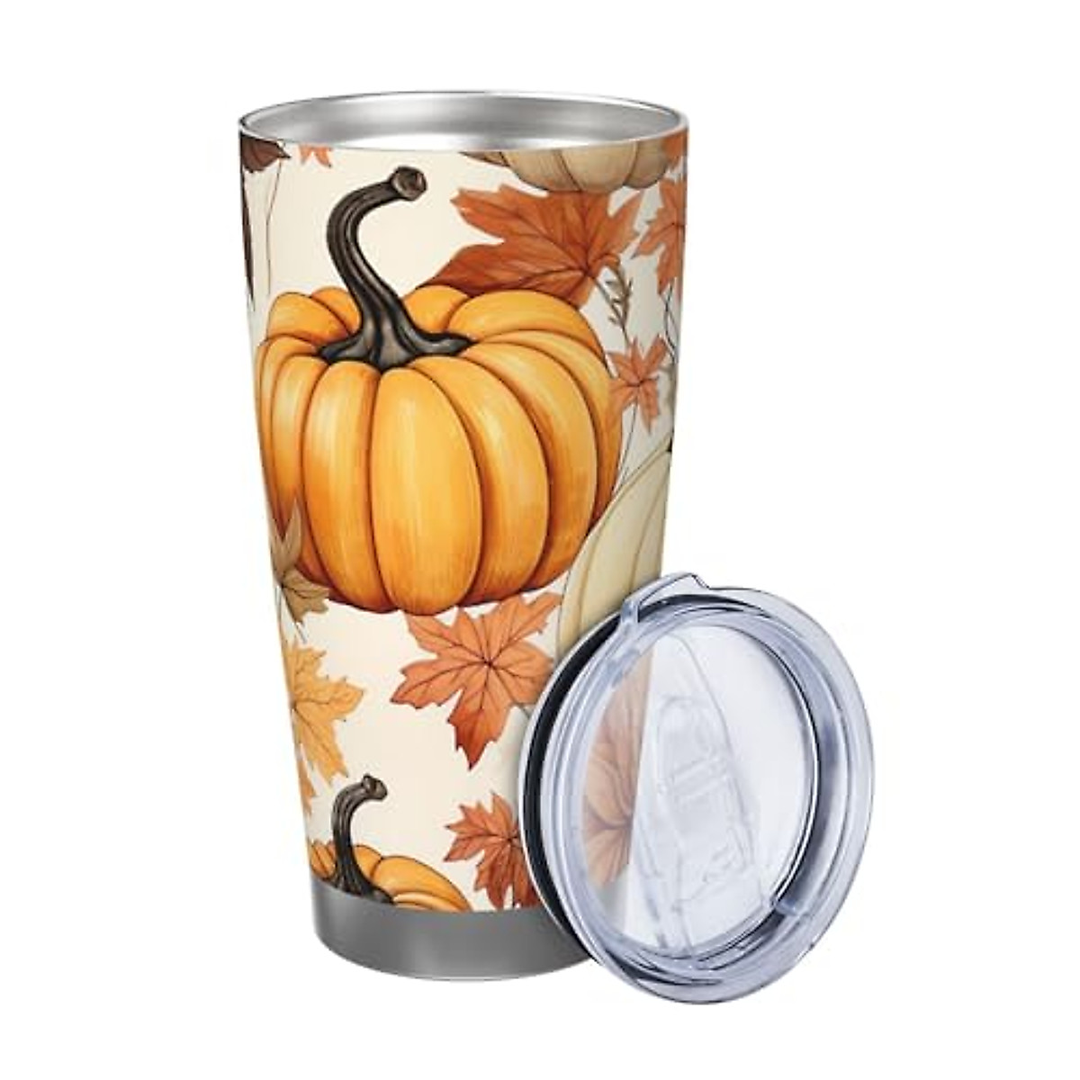 AYCZN Fall Pumpkins 20 OZ Tumbler Stainless Steel Travel Coffee Mug, Autumn Maple Leaf Insulated Water Bottle with Lid and 2 StrawsLeakproof Thermal Cup