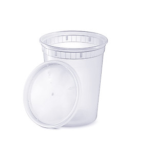 Pantry Value 32 oz. Plastic Deli Food Storage Containers with Airtight Lids [24 Sets]