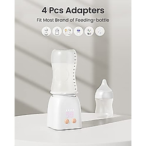 Bottle Warmer, Hopebig Baby Bottle Warmer with 4 Adapters, Rechargeable Portable Bottle Warmer with Smart Temperature Control, Digital Display Travel Bottle Warmer for Breastmilk or Formula