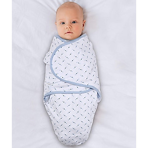 The Peanutshell Baby Swaddle Blankets for Boys or Girls, Blue Dinosaur & Stars, 3 Pack Wrap Set, 2 Sizes (Small/Medium)