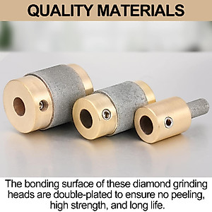 Glass Grinder Bits for Stained Glass, Stained Glass Drill Bits, Stained Glass Diamond Grinder Bit Head Tools, Stain Glass Tools and Supplies for Glass Grinder (3 Pieces,1 Inch, 3/4 Inch, 1/4 Inch)