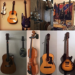 Guitar Mount Wall Hanger Stand Ukulele Wall Hook Keep Holder Mount Display 2 Pack with Guitar Picks Violin Wall Stand Mandolin Rack Bracket Bass Accessories Easy to Install(5 pack guitar picks)