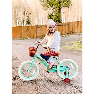 JOYSTAR Kids Bike, Retro 16 Inch Girls Bikes with Training Wheels & Basket, Vintage Kids Bicycle for Girls Toddler of 3-5 Years, Green
