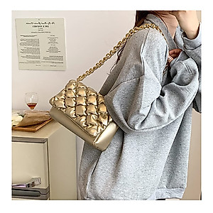 abigail paige Quilted Purse for Women Classic Shoulder Bag Designer Crossbody Bag with Chain Strap (Gold)