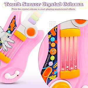 Kids Guitar, Perkidern Kids Electric Guitar Toy Toddler Guitar with Piano Mode Baby Guitar Children Guitar with Strap and Lights Ideal for 3+ Year Old Boys Girls Birthday