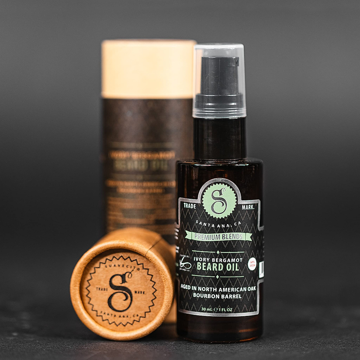 Suavecito Premium Blends Beard Oil - Leave-In Beard Conditioner For Softening Hair, Hydrating Skin, Eliminating Beard Dandruff, Healthy Beard Growth - Ivory Bergamot Fragrance - 1 oz