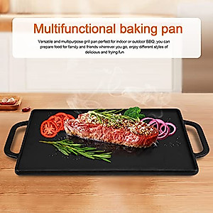 GGC Cast Iron Reversible Grill Griddle，Double Sided Grill Pan Perfect for Gas Grills and Stove Tops, 13 x 8.25 Rectangular Baking Flat and Ribbed Griddle Plate