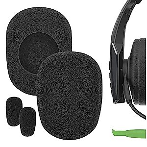 Geekria Comfort Foam Replacement Ear Pads + Mic Windscreen Foam Compatible with BlueParrott B450-XT, B450XT Headphones Mic Foam Cover + Ear Cushions/Cushion Pad Repair Parts (Black)