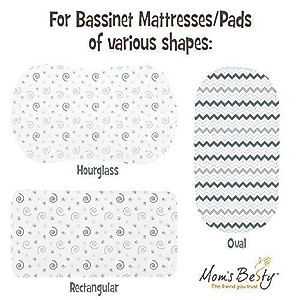 Bassinet Sheet Set - 2 Pack Jersey Cotton Fitted Sheets - Grey/White Unisex Baby Bedding Design