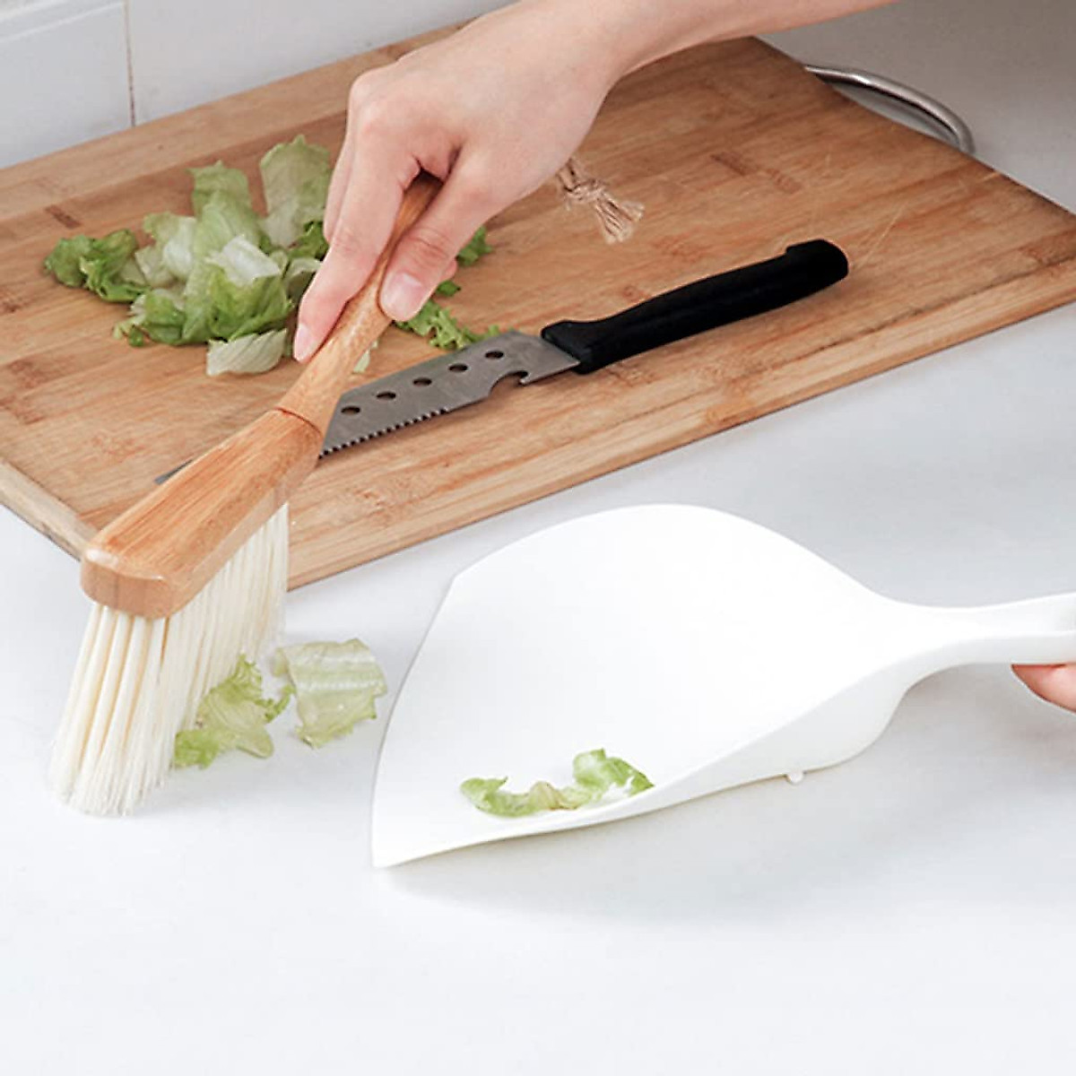 chengzui 2pcs/Set Desktop Cleaning Set Mini Bamboo Broom Dustpan Shovel Sweep Handheld Cleaning Brush Household Cleaner Broom Brush and Dustpan