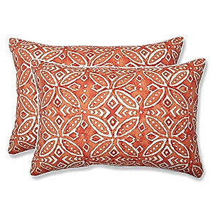 Pillow Perfect Outdoor/Indoor Merida Pimento Oversized Lumbar Pillows, 24.5" x 16.5", Orange, 2 Count