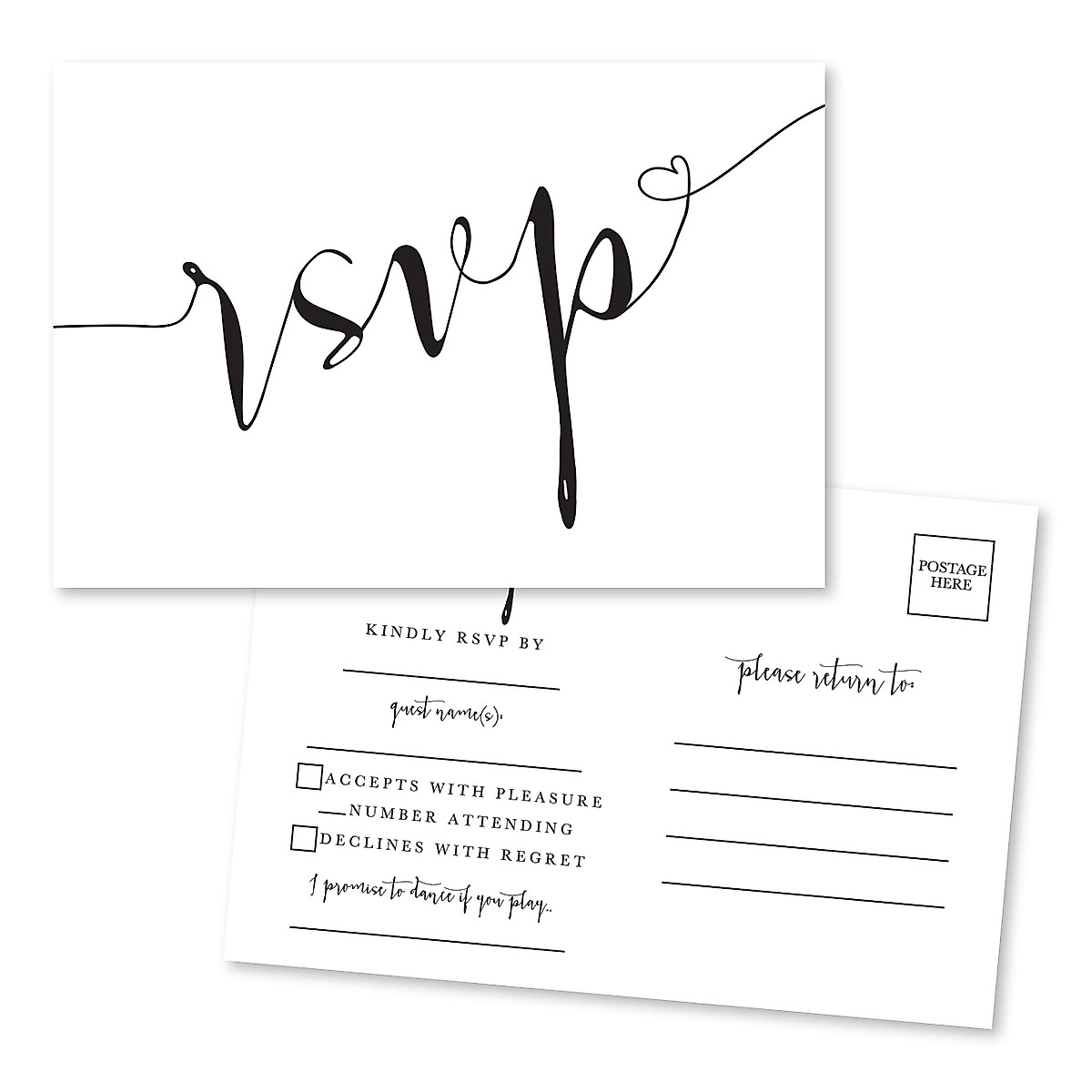50 Blank RSVP Cards, RSVP Postcards No Envelopes Needed, Response Card, RSVP Reply, RSVP for Wedding, Rehearsal Dinner, Baby Shower, Bridal Shower, Birthday, Engagement, Bachelorette Party Invitations
