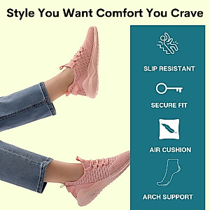 Omega Walk Women's Running Shoes | Stylish & Comfortable Walking Shoes for Women | Lightweight | Breathable | Slip-on Mesh Sneakers | Tennis Shoes | Perfect for Walking Travelling & Standing all-day