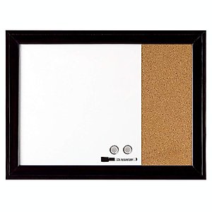 Quartet Combination Magnetic Whiteboard & Corkboard, 17" x 23", Combo White Board & Cork Board, Home Décor, Black Frame (79283)