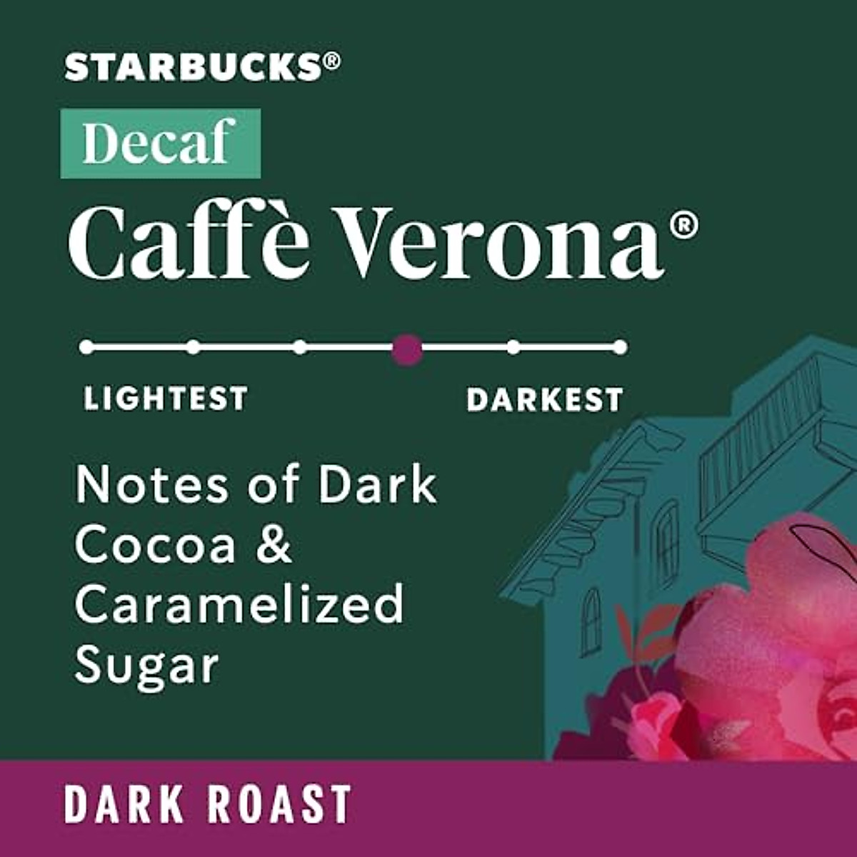 Starbucks Decaf Caffé Verona Dark Roast Ground Coffee, 12 Ounce (Pack of 6)