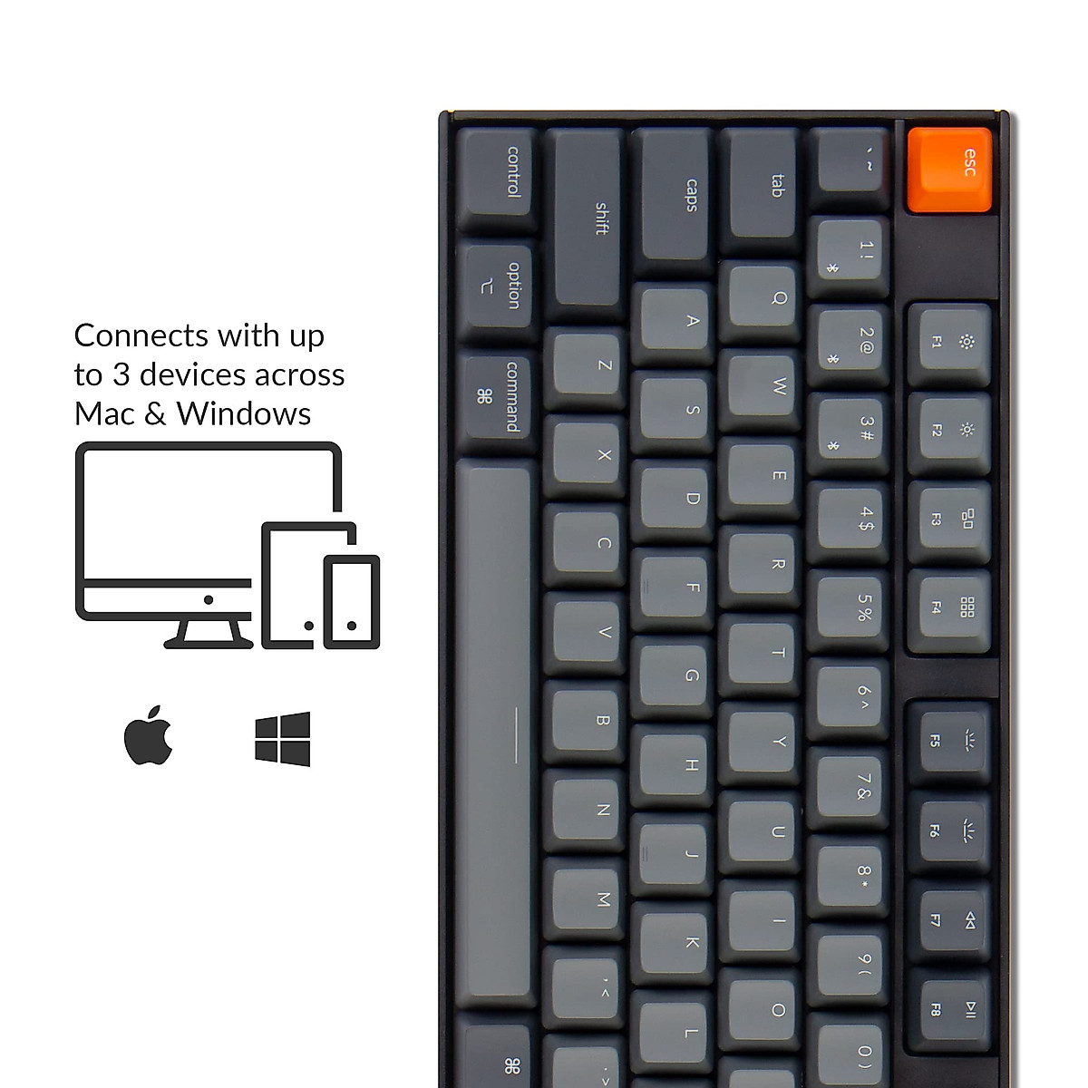 Keychron K10 Full Size 104 Keys Bluetooth Wireless Mechanical Gaming Keyboard for Mac Windows with Gateron G Pro Red Switch, Multitasking/White LED Backlight/USB C Wired Computer Keyboard
