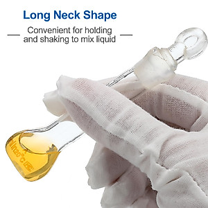 PATIKIL 5ml Volumetric Flask, 10Pcs 3.3 Borosilicate Glass Graduated Volumetric Measuring Flask with Glass Stopper Tolerance 0.22ml for Lab Experiment, Clear