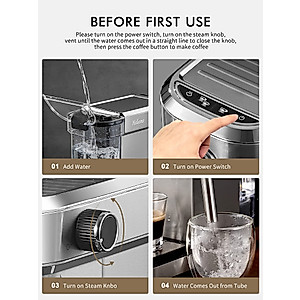 Yabano Espresso Machine, 15 Bar Fast Heating Espresso Coffee machine with Milk Frother Wand for Cappuccino, Large Water Tank, 1350W Automatic Espresso Latte Maker for Home