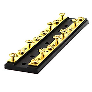 ZOOKOTO 8 Circuit Junction Block,32V DC 60A Dual Brass Bus Bar with Sixteen 8-32 Screw Terminals