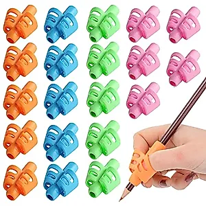 JustBlanks 20 Pcs Pencil Grips for Kids Handwriting - Pencil Holders for Kids, Pencil Grippers Writing Tool, Writing Posture Correction Tools for Toddlers, Preschoolers Special Needs for Classroom