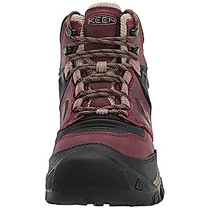 KEEN Women's-Ridge Flex Mid Height Waterproof Hiking Boots, Rhubarb/Black, 5.5