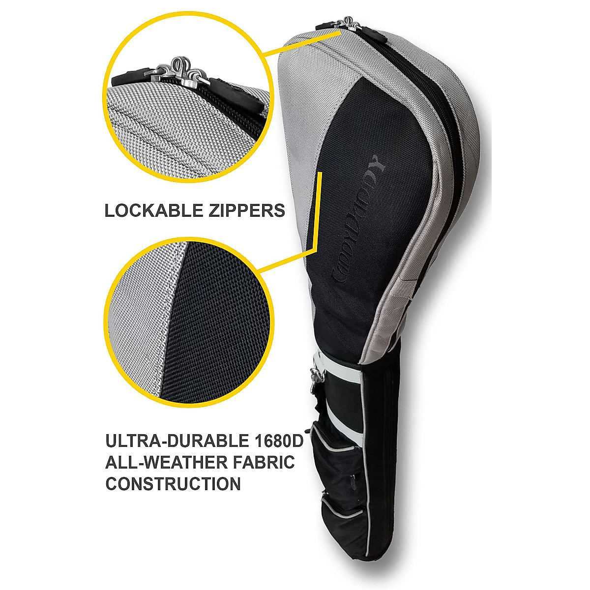 CaddyDaddy Golf Ranger Carry Sunday Range Travel Bag, Black/Silver