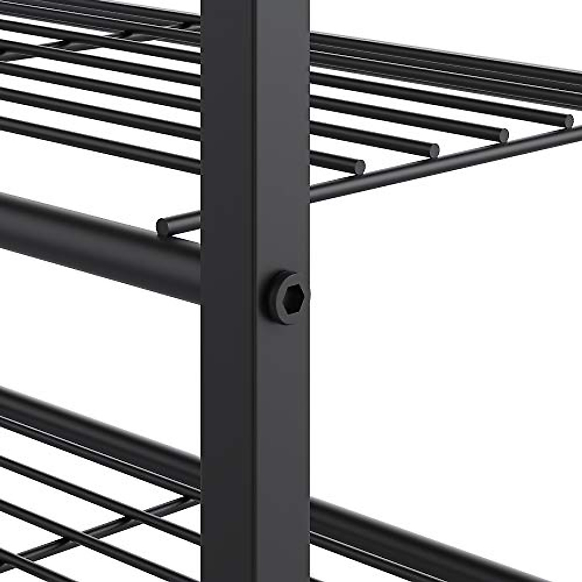 Yusong Shoe Rack, 5 Tier Shoe Organizer Storage for Closet Entryway, Narrow Tall Metal Shoe Shelves with Industrial Wooden Top, Rustic Brown and Black
