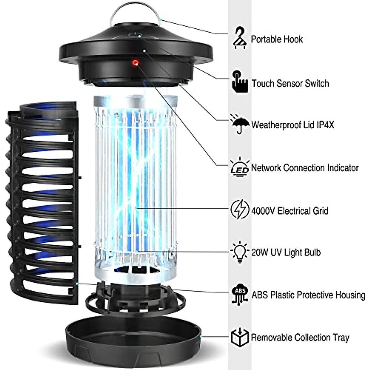 Smart Bug Zapper Indoor Outdoor Flying Insect Trap, Electric Zappers can be APP Remote and Voice Control, Compatible with Alexa and Google Home