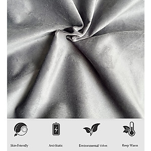 Frabury 2 Pack Round Plush Velvet Seat Cushions Office Kitchen Dining Chair Cushions Pads 14x2 Inch (Light Gray)