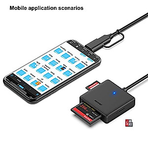 Memory Card Reader, BENFEI 4in1 USB USB-C to SD Micro SD MS CF Card Reader Adapter Compatible with iPhone 15 Pro/Max, MacBook Pro/Air 2023, iPad Pro, iMac, S23, XPS 17, Surface Book 3 and More