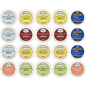 By The Cup Twinings Herbal & Decaffeinated Sampler Assorted Keurig 2.0 K-Cups with By The Cup Honey Sticks, 20 Count