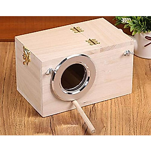 YJJKJ Pet Wood Parakeet Budgie Cockatiel Breeding Nesting Bird Avery Cage Box (S)