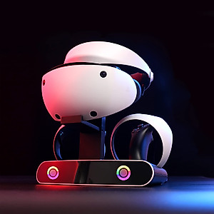 PSVR 2 Charging Station with VR Headset Holder Display Stand,Controller Charging Dock for PS5 VR2 Accessories with Led Indicator, 2 Magnetic Clasp & Type-C Cable