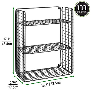 mDesign Metal Wire 3-Tier Hanging Shelf for Bathroom Storage - Wall Mounted Decorative Shelves - Floating Metal Bathroom Shelf Basket - Bathroom Wall Shelving - Concerto Collection - Graphite Gray