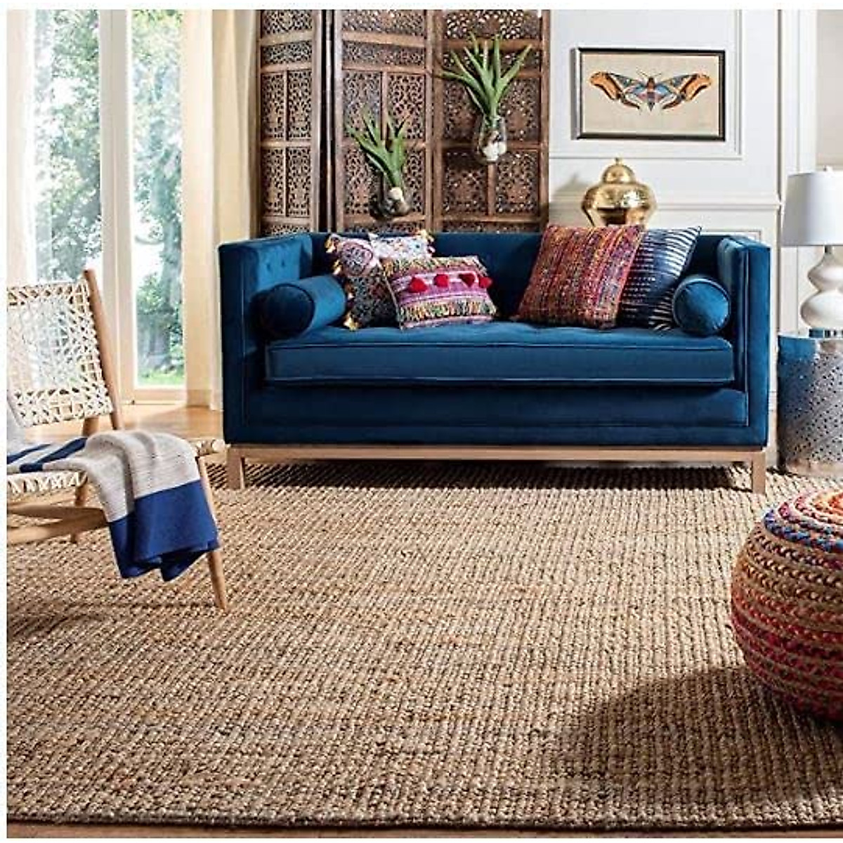 SAFAVIEH Natural Fiber Collection 8' x 10' NF447A Handmade Chunky Textured Premium Jute 0.75-inch Thick Area Rug