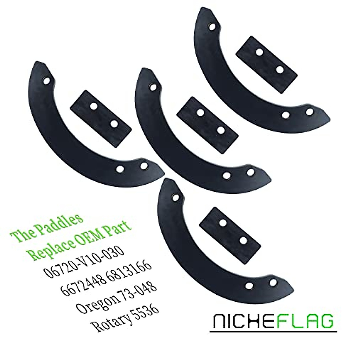 NICHEFLAG 06720-V10-030 Rubber Auger Kit Replaces Honda HS520 Paddles, Honda HS720 Paddles, Honda HS520 Parts, Honda HS720 Parts with 22431-V10-013 V-Belt