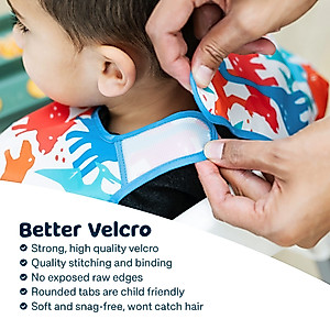 Tiny Twinkle Mess Proof Toddler Bib - Waterproof Baby Apron - Machine Washable - PVC, BPA, & Phthalate Free - Great Travel Bib for Baby Eating - Toddler Food Bibs (French Dot, Large 2-4 Years)