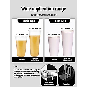 WantJoin Cup Sealing Machine Full Automatic Cup Sealer Machine 90/95mm 35.4/37.4in Electric Cup Sealing Machine 500-650 Cups/H Digital Control LCD Panel Cup Sealer for Bubble Milk Tea Coffee Black