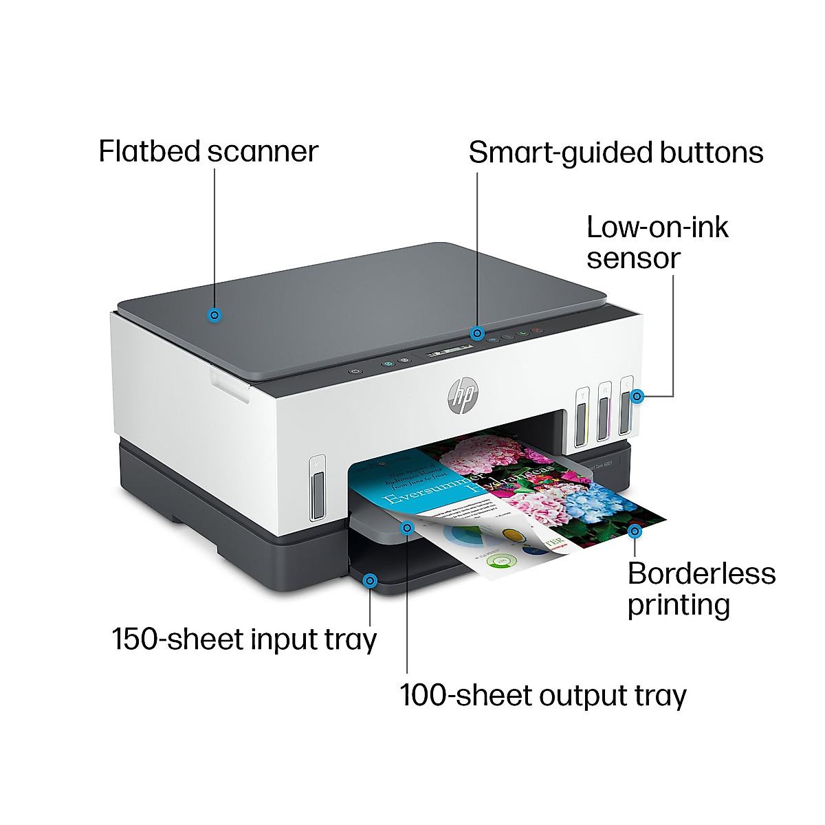 HP Smart -Tank 6001 Wireless All-in-One Cartridge-free Ink Printer, up to 2 years of ink included, mobile print, scan, copy (2H0B9A)